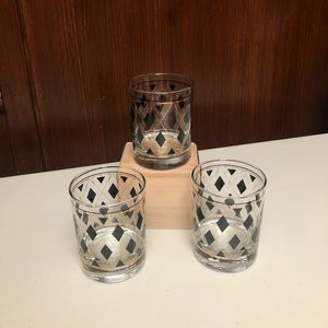 Vintage | Dining | Vintage Modern Black Gold Diamond Rocks Glasses ...